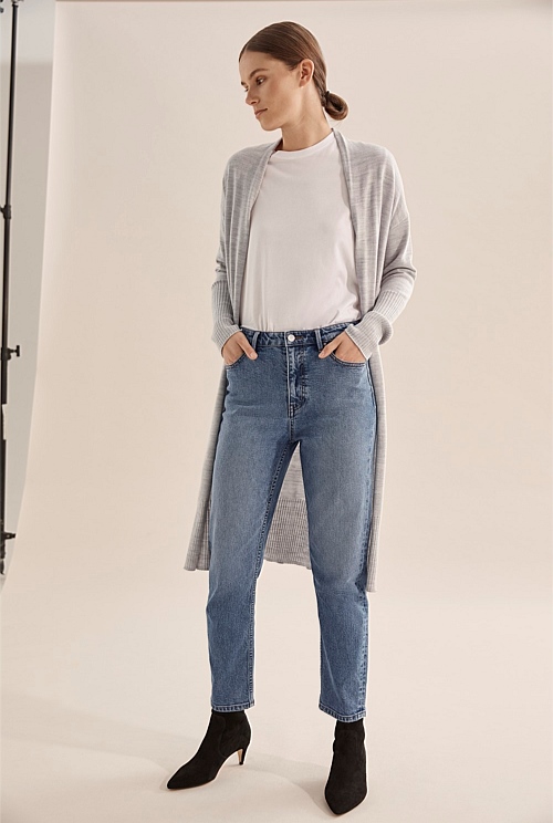 Grey Marle Verified Australian Merino Wool Cardigan - Knitwear ...