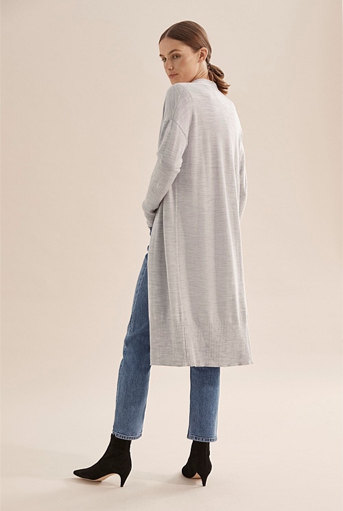 Grey Marle Verified Australian Merino Wool Cardigan - Knitwear ...
