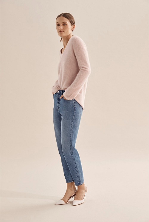 Almond Pink Brushed Cashmere Knit - Knitwear | Country Road