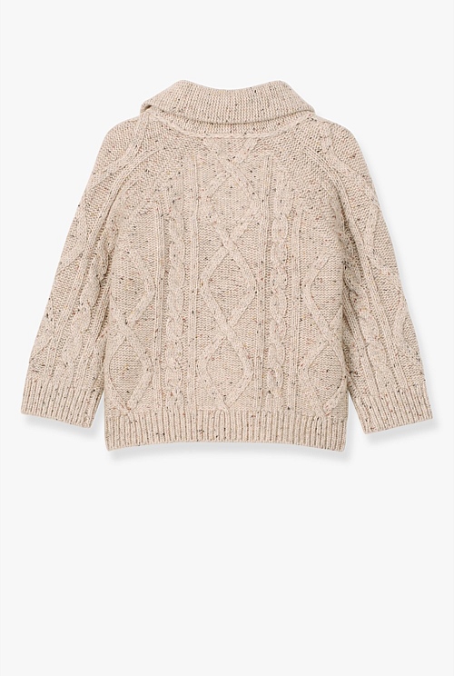 Oatmeal Marle Cable Knit Cardigan - Knitwear | Country Road
