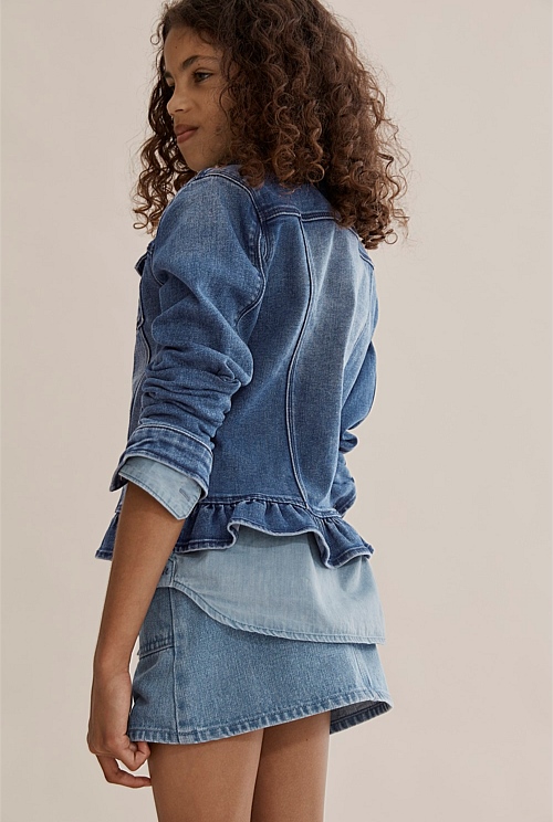 Indigo Frill Denim Jacket - Denim & Jeans | Country Road
