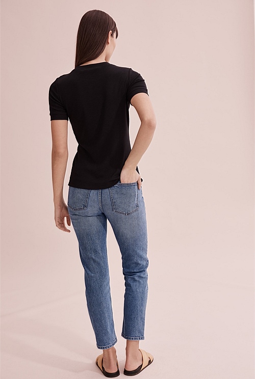 Black Textured Fitted T-Shirt - T-Shirts & Tops | Country Road