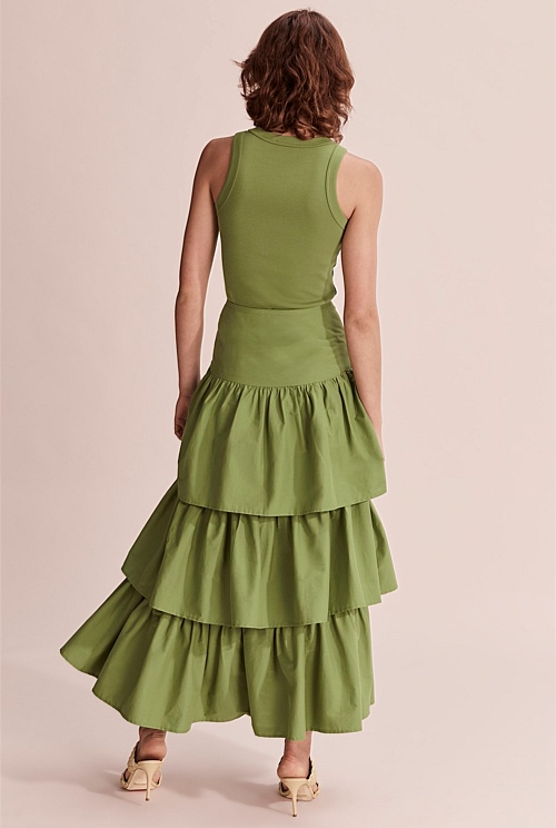 Kiwi Green Tiered Ruffle Skirt - Skirts | Country Road