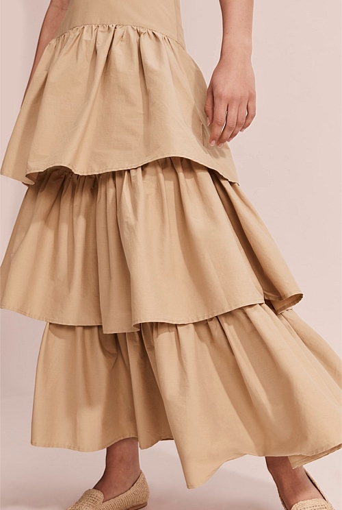 Camel Tiered Ruffle Skirt - Skirts | Country Road