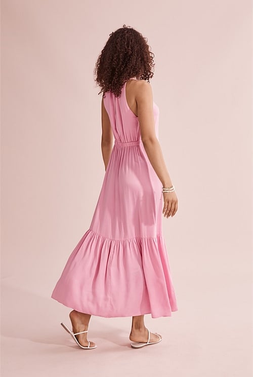 Candy Pink Cupro Maxi Dress - Dresses | Country Road