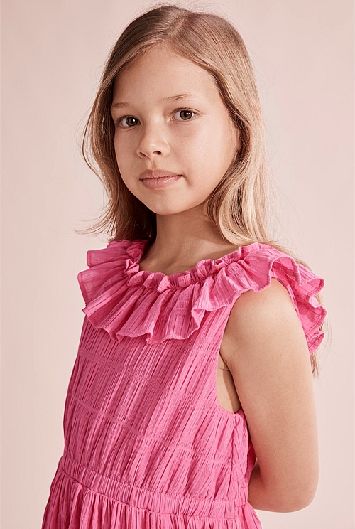 Pink Ruffle Midi Dress - Dresses | Country Road